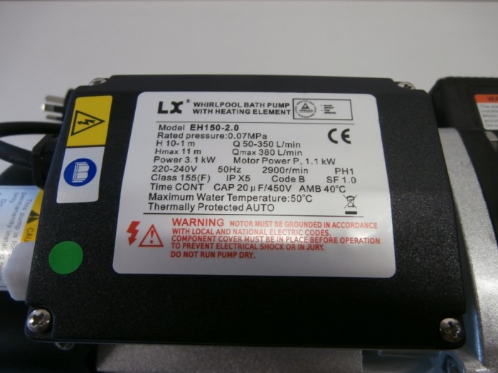 Spa Heated Pump 1.5HP with 2Kw Heater LX Pumps EH-150